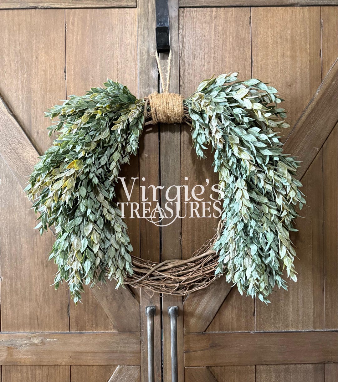 Ruscus Wreath, Greenery Wreath, Spring Wreath, Summer Wreath, Farmhouse ...