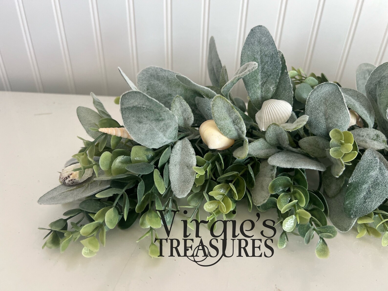 Coastal Greenery Garlan / Beach Decor / Seashell Decor / Beach Dough ...