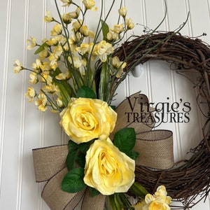 Yellow Rose Wreath | Spring Wreath | Summer Wreath | Front Door Wreath ...
