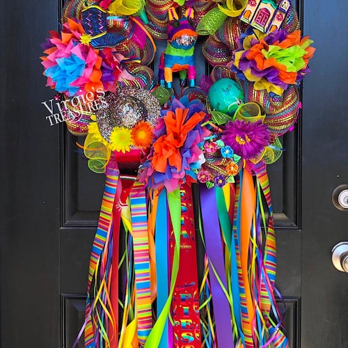 Fiesta Wreath-cinco De Mayo Wreath-fiesta Deco Mesh - Etsy
