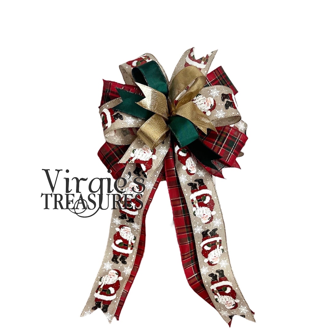 Santa Bow, Santa Lantern Bow, Santa Claus Wreath Bow, Christmas Bow ...