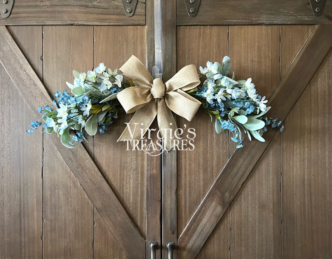 Blue Floral Swag Door Swag Wall Swag Farmhouse Swag Lambs - Etsy