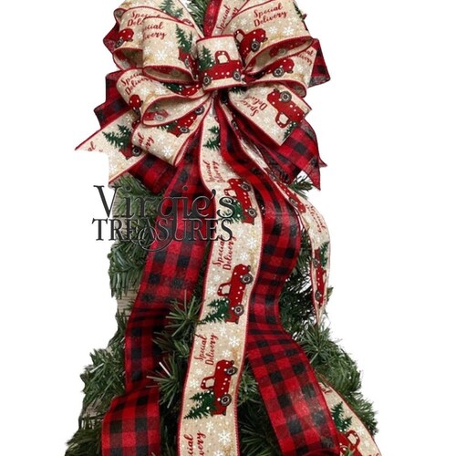 Tree Topper / Christmas Red and Black Buffalo Plaid Tree - Etsy