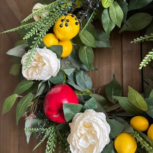 Lemon & Apple Wreath / Summer Wreath / Greenery Fruit Wreath / Front ...