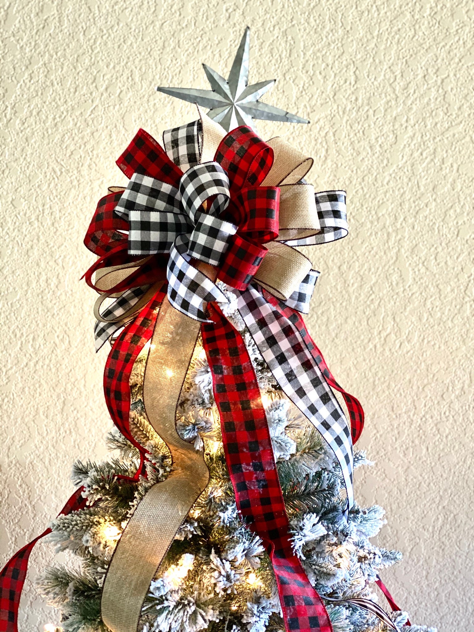 XL Buffalo Plaid Tree Topper Christmas Tree Topper Holiday - Etsy