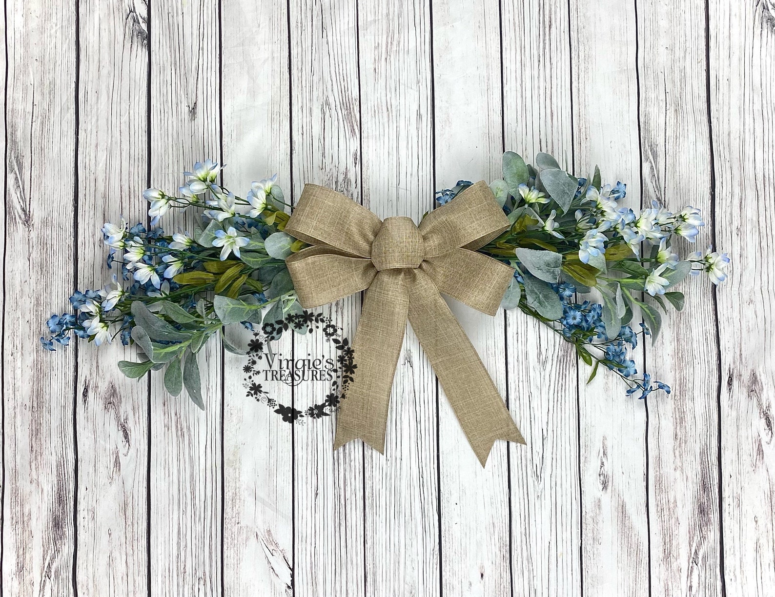 Blue Floral Swag Door Swag Wall Swag Farmhouse Swag Lambs - Etsy