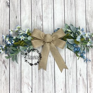 Blue Floral Swag, Door Swag, Wall Swag, Farmhouse Swag, Lambs Ear Swag ...