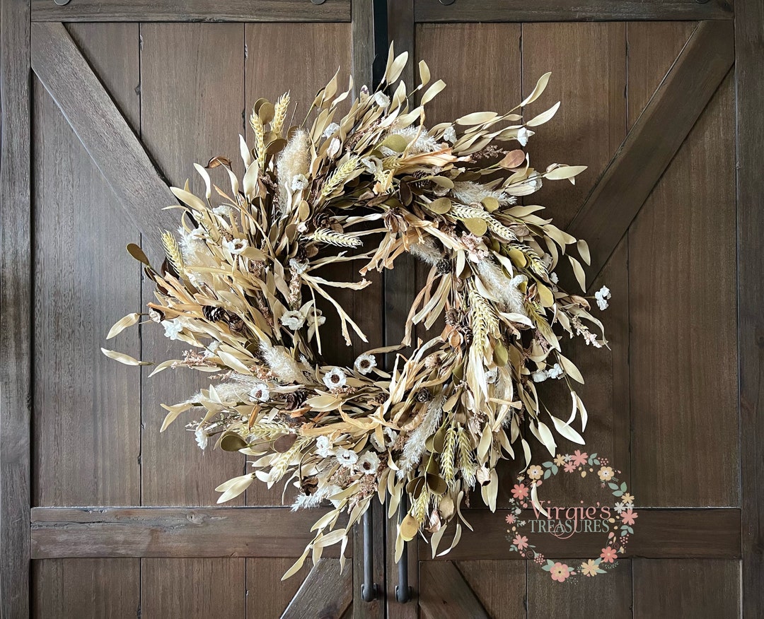 Fall Wreath, Neutral Wildflower Wreath Front Door Wreath, Boho Wreath ...