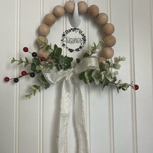 Mini Wood Bead Wreath, Mini Split Wood Ball Wreath, Mini Christmas ...