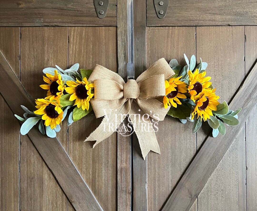Sunflower Swag, Farmhouse Swag, Wall Swag, Greenery Swag, Lambs Ear ...