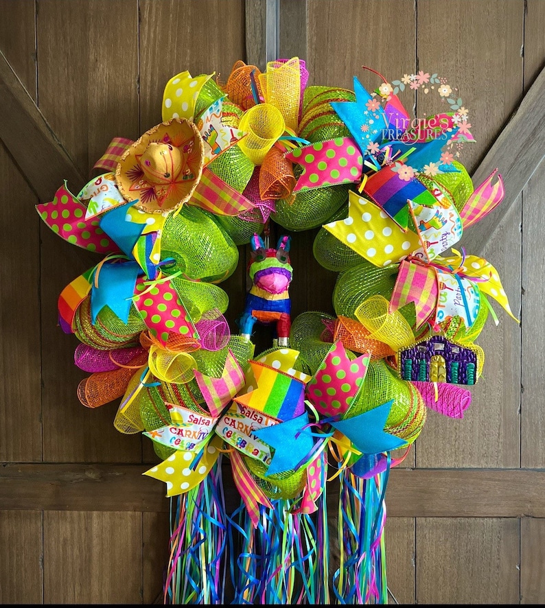Fiesta Wreath-cinco De Mayo Wreath-fiesta Deco Mesh - Etsy