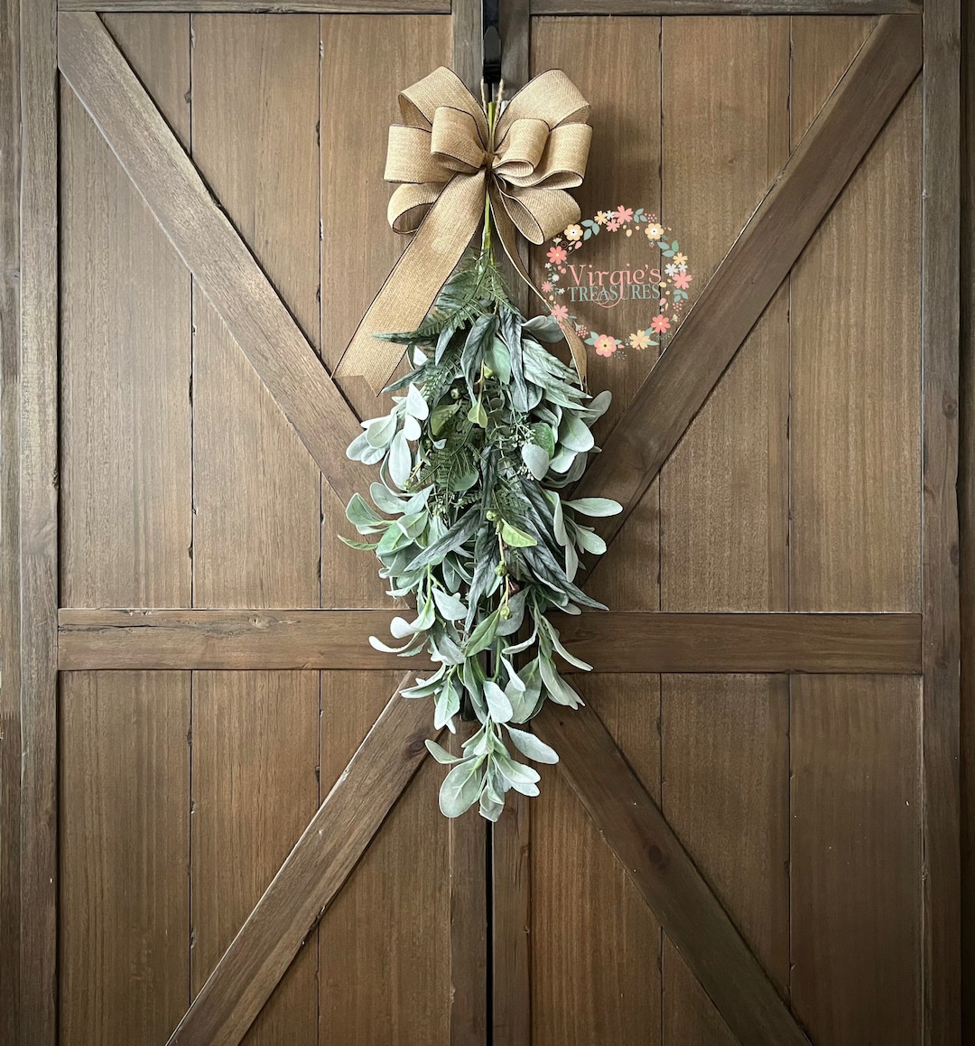Greenery Swag, Eucalyptus Door Swag, Lambs Ear & Eucalyptus Wall Swag ...