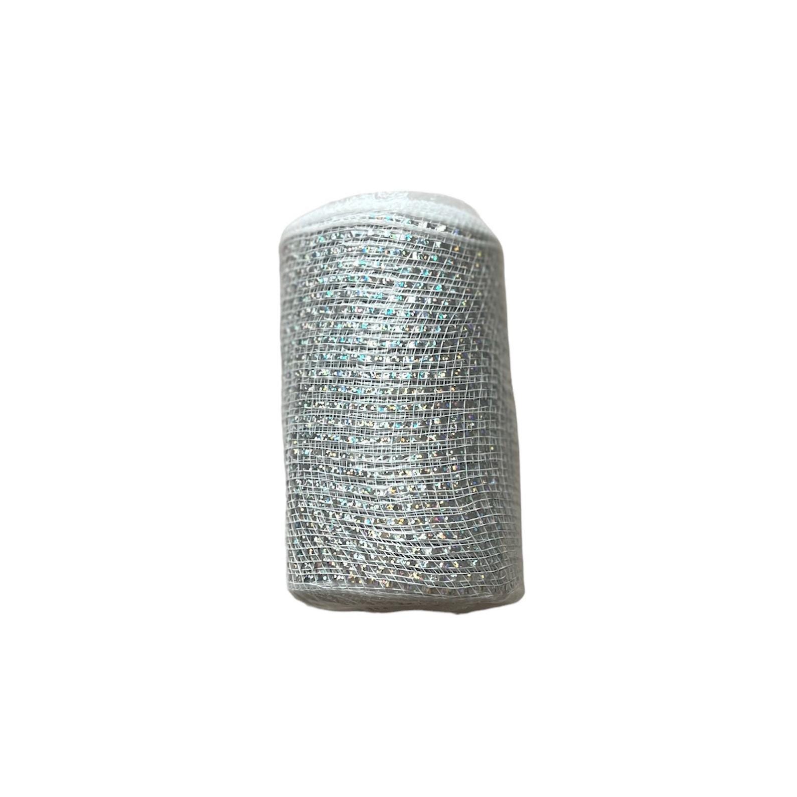 Metallic Silver Foil Mesh Ribbon, Metallic Deco Mesh Ribbon, Silver ...