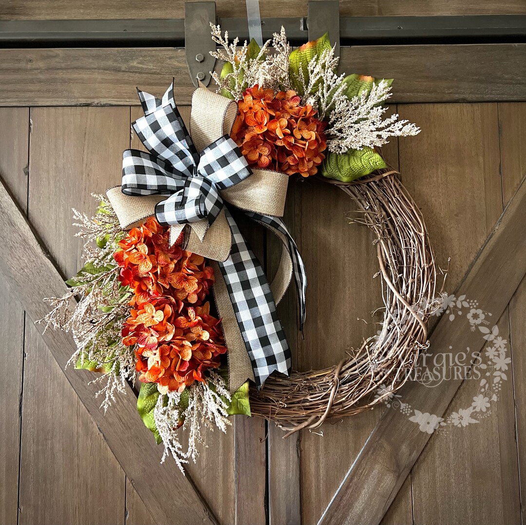 Fall Hydrangea Wreath Hydrangea Wreath Fall Wreath for Front - Etsy