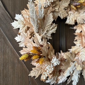 Beige Maple Leaf Wreath / Fall Maple Wreath / Maple Leaf & Faux Pampas ...