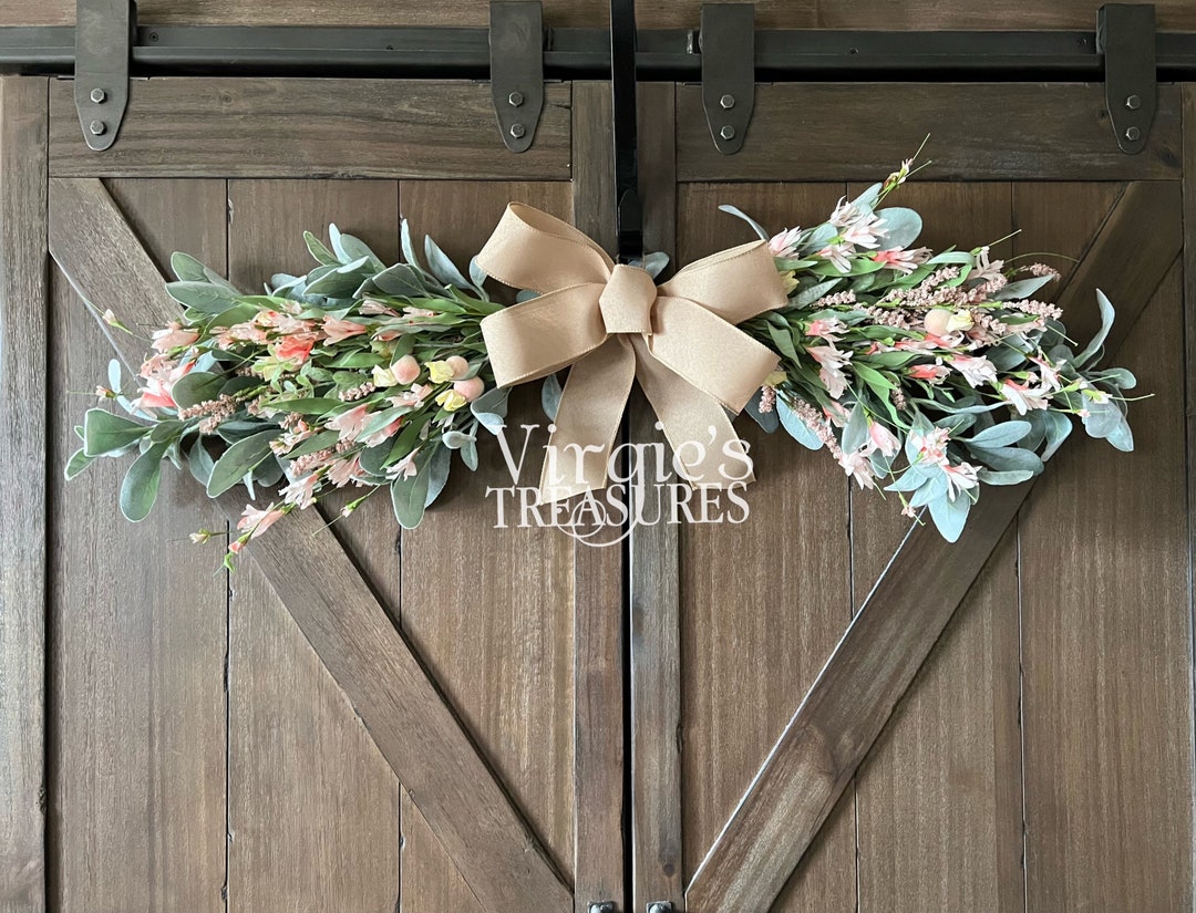 Pink Blossom and Berry XL Swag, 40” Greenery Swag, Spring Swag, Summer ...