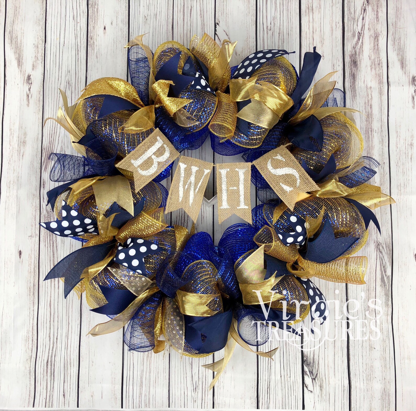 High School Wreath, Graduation Wreath, Navy and Gold Wreath, Graduation ...