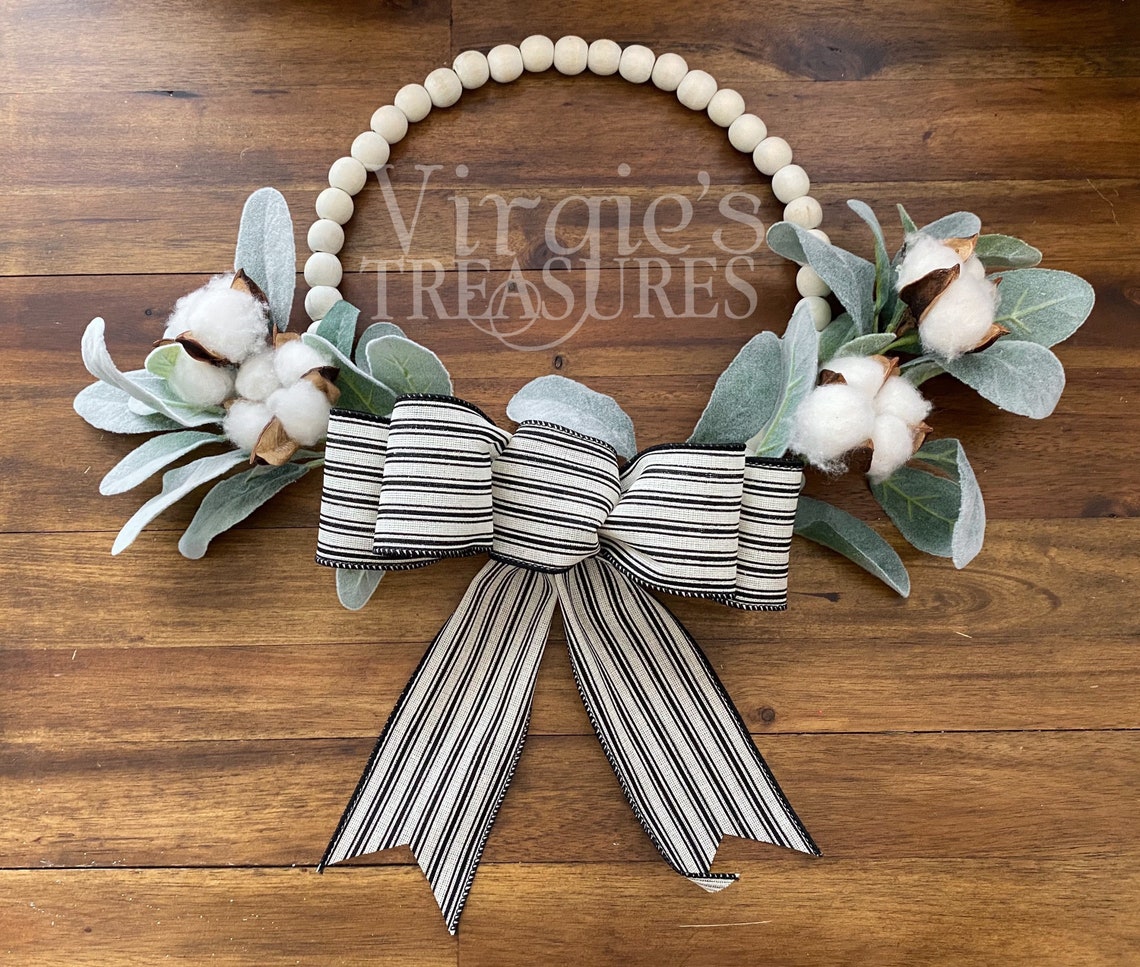 Mini Wood Bead Wreath Bead Wreath Farmhouse Wreath Wall - Etsy