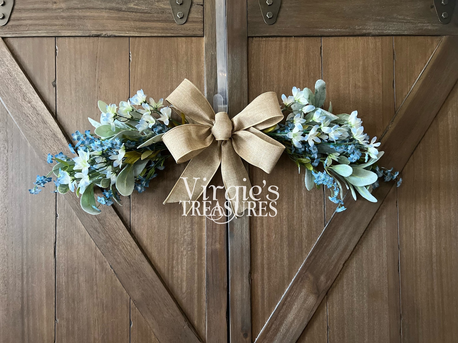 Blue Floral Swag Door Swag Wall Swag Farmhouse Swag Lambs - Etsy