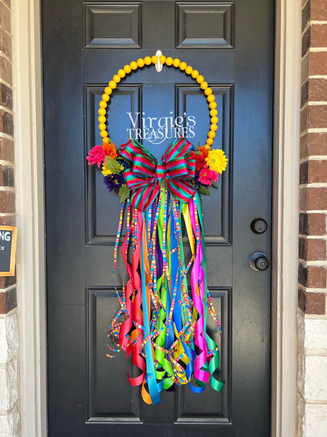 Fiesta Wreath, Viva Fiesta Wreath, Wood Bead Fiesta Wreath, Fiesta ...