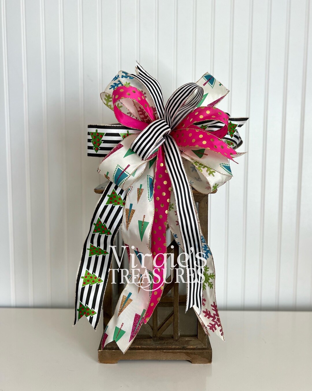 Colorful Tree Topper / Christmas Bow / Christmas Tree Topper Bow ...
