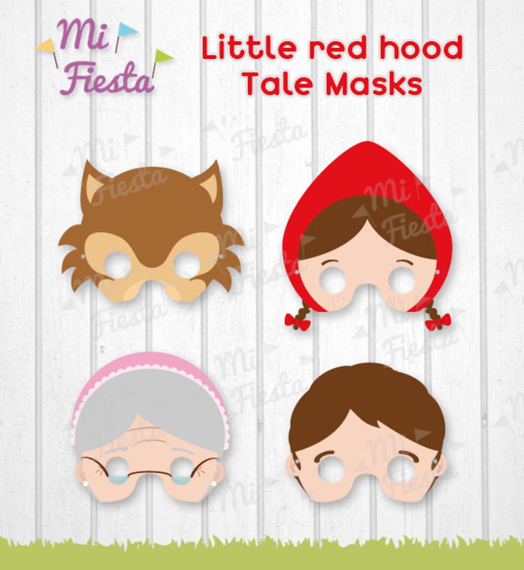 Little Red Riding Hood Tale, Wolf , Grandma and Woodcutter Mask ...