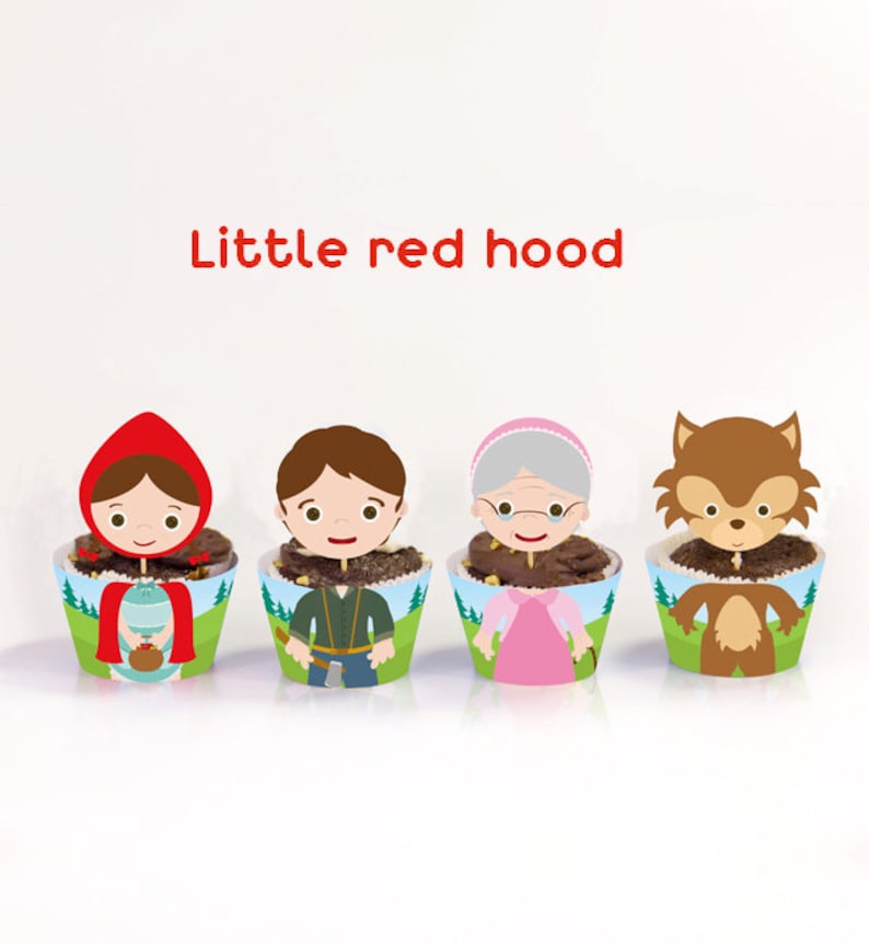 Little Red Riding Hood Tale, Wolf , Grandma and Woodcutter Cupcake ...