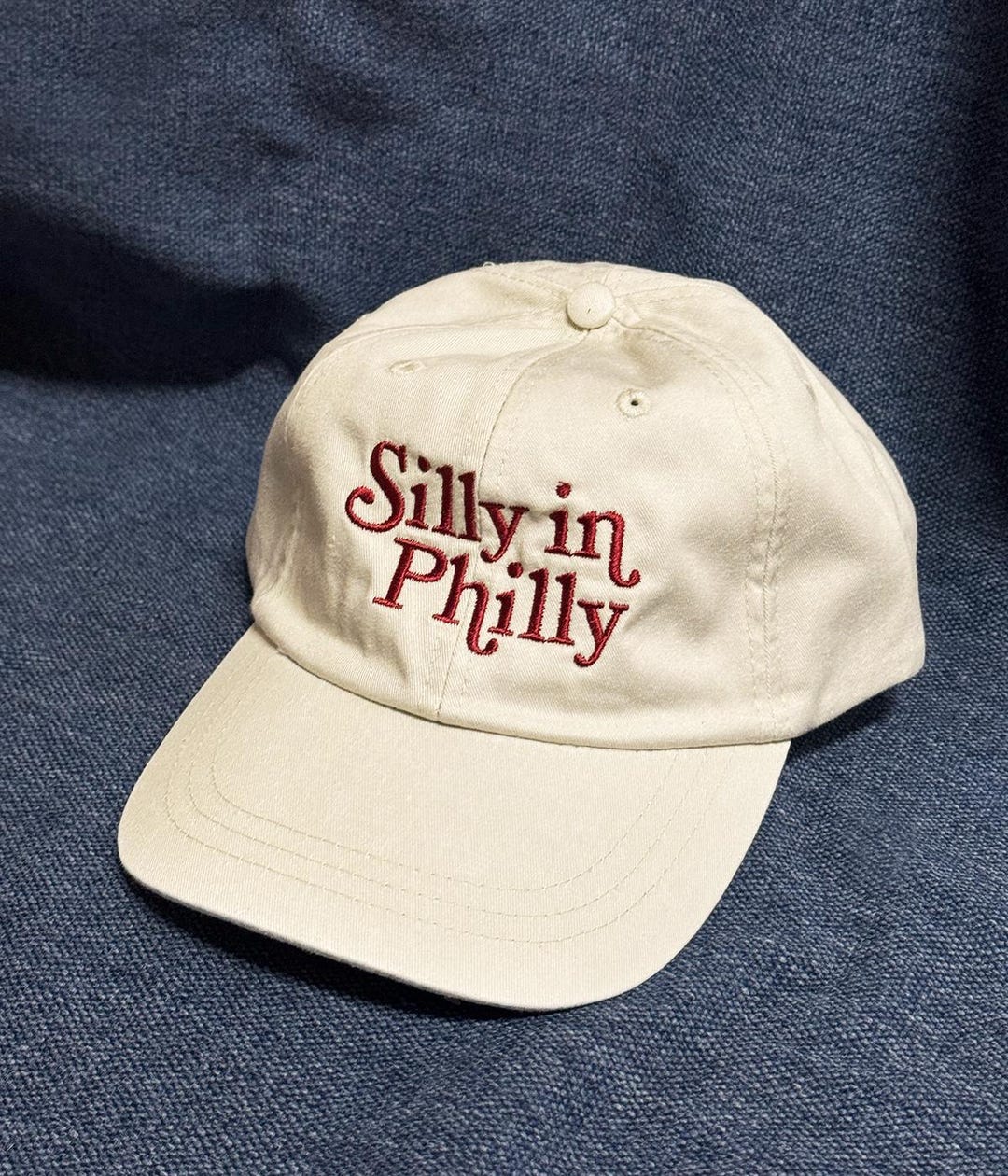 Silly in Philly Embroidered Red, 6-panel Cream Dad Hat Cap, Baseball ...