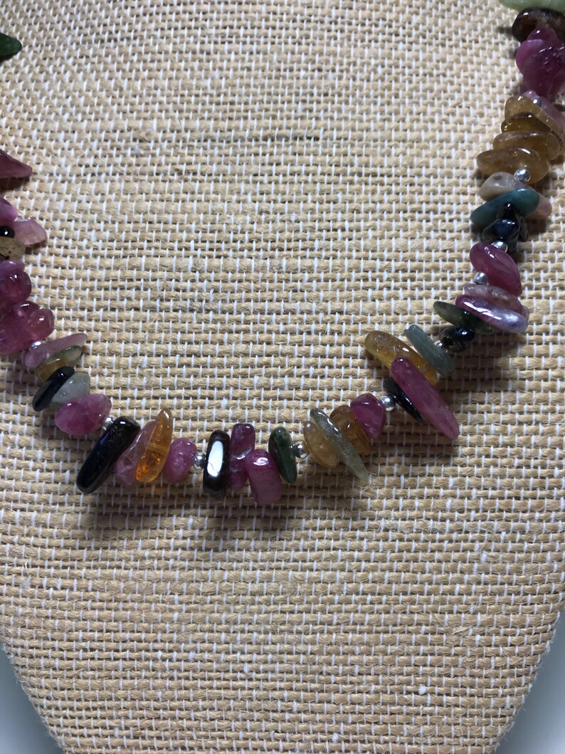 Beaded Tourmaline Chip Necklace - Etsy