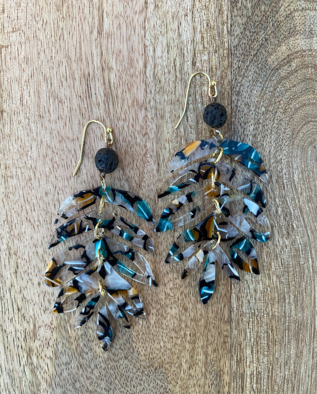 Essential Oil Diffuser Earrings Tortoise Shell Leaf Earrings Lava Bead ...