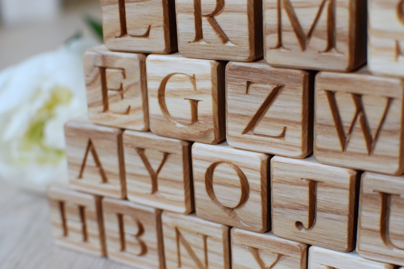SMALL 26 Wooden English Alphabet Blocks ABC Wood Block - Etsy