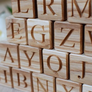 SMALL 26 Wooden English Alphabet Blocks ABC Wood Block Learning Wood ...