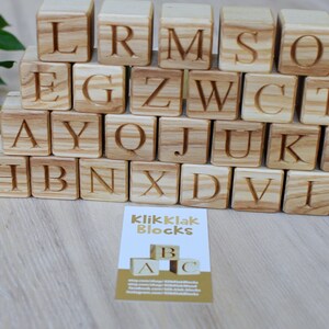 SMALL 26 Wooden English Alphabet Blocks ABC Wood Block Learning Wood ...