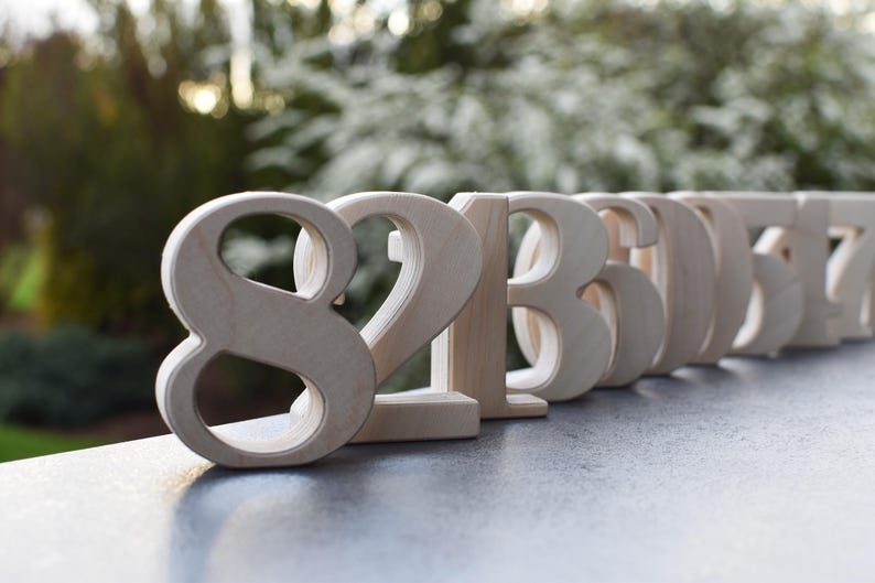 1-20 4'' Wooden Numbers, Free Standing Wedding Table Numbers, Rustic ...