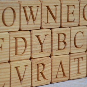 27 Spanish Alphabet Wooden Blocks, Handmade ABC Letter Blocks, Wood ...