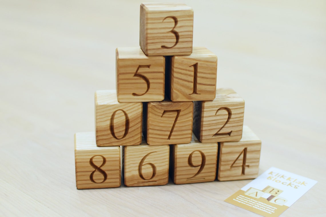 1.6'' Wood Number Blocks 10 Natural Handmade Wooden - Etsy
