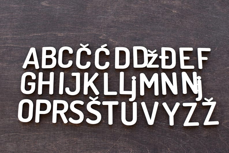 Wood Croatian Alphabet Letters Laser Cut ABC Croatian Uppercase Letters ...