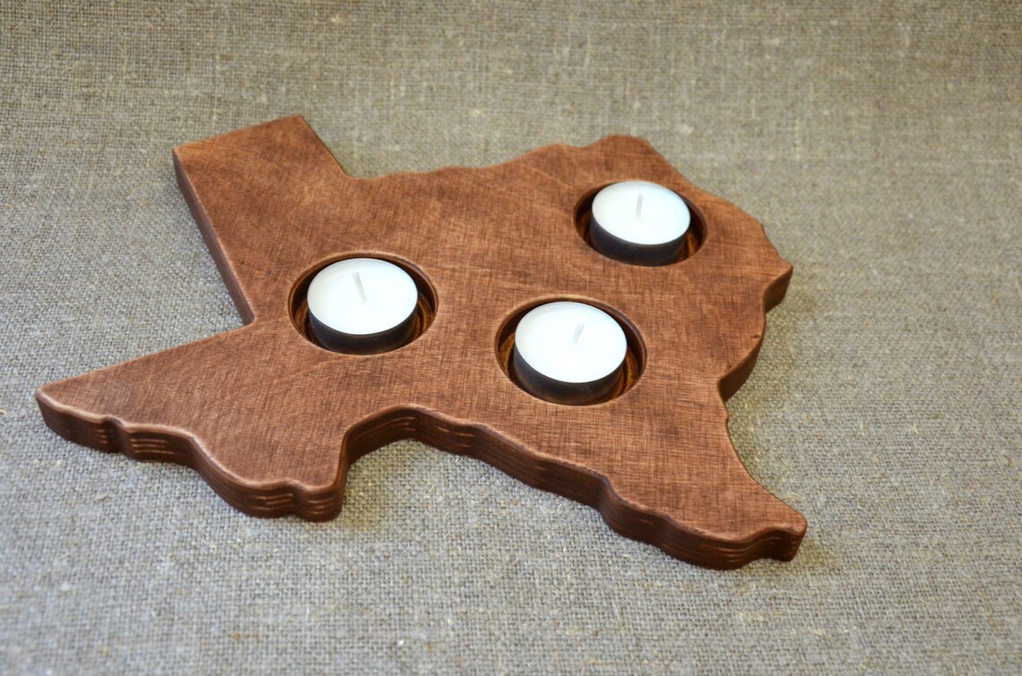 Wood Candle Holder in a Shape of State Texas Candle Holder - Etsy