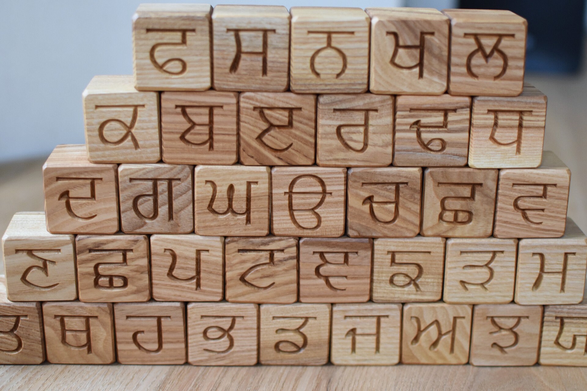 SALE 35 Punjabi Alphabet Wooden Blocks, Toy Blocks With Punjabi Letters ...