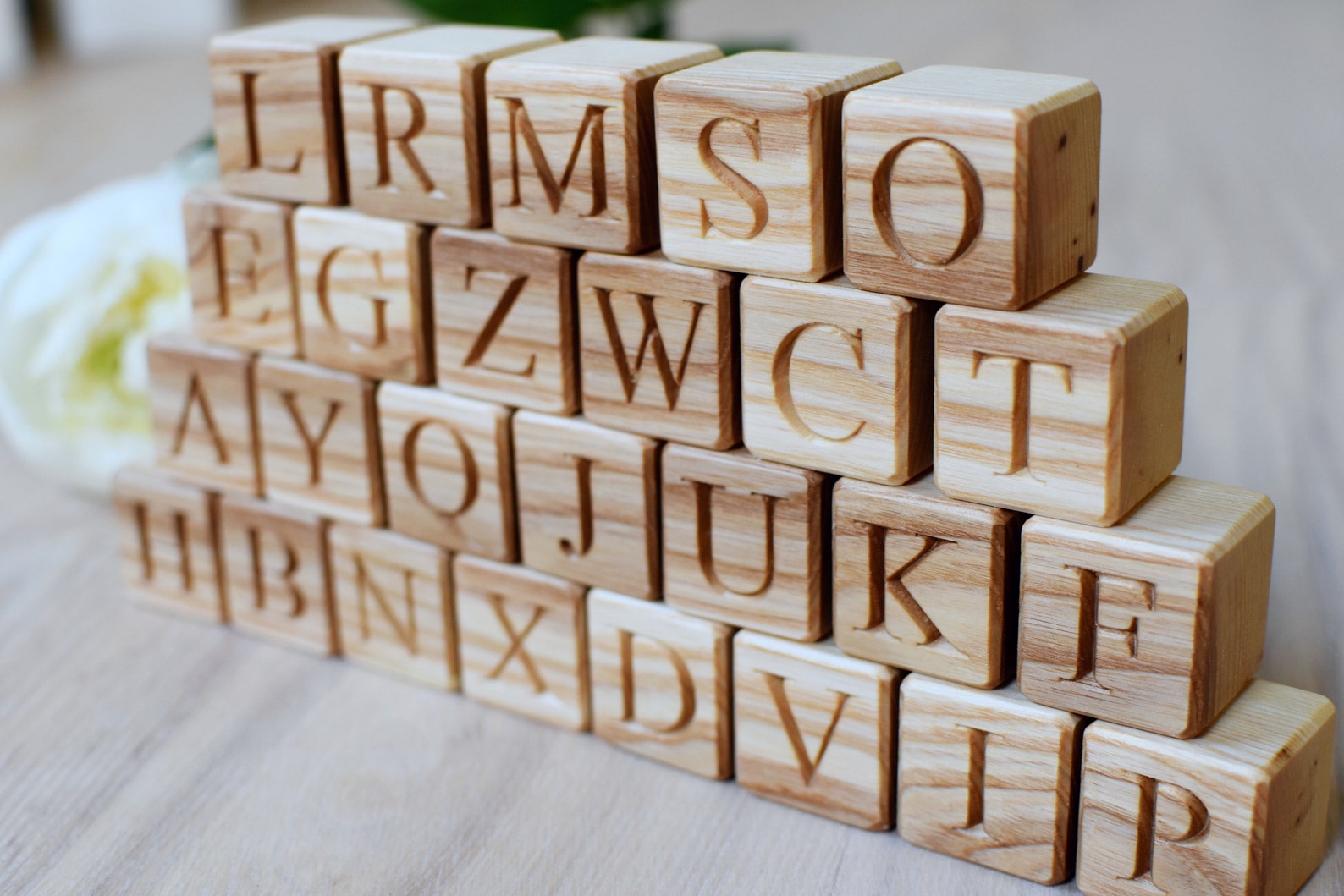 SMALL 26 Wooden English Alphabet Blocks ABC Wood Block - Etsy
