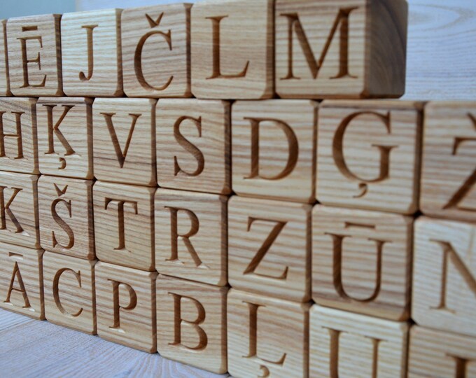 31 Romanian Wood Alphabet Blocks ABC Wood Letter Blocks - Etsy