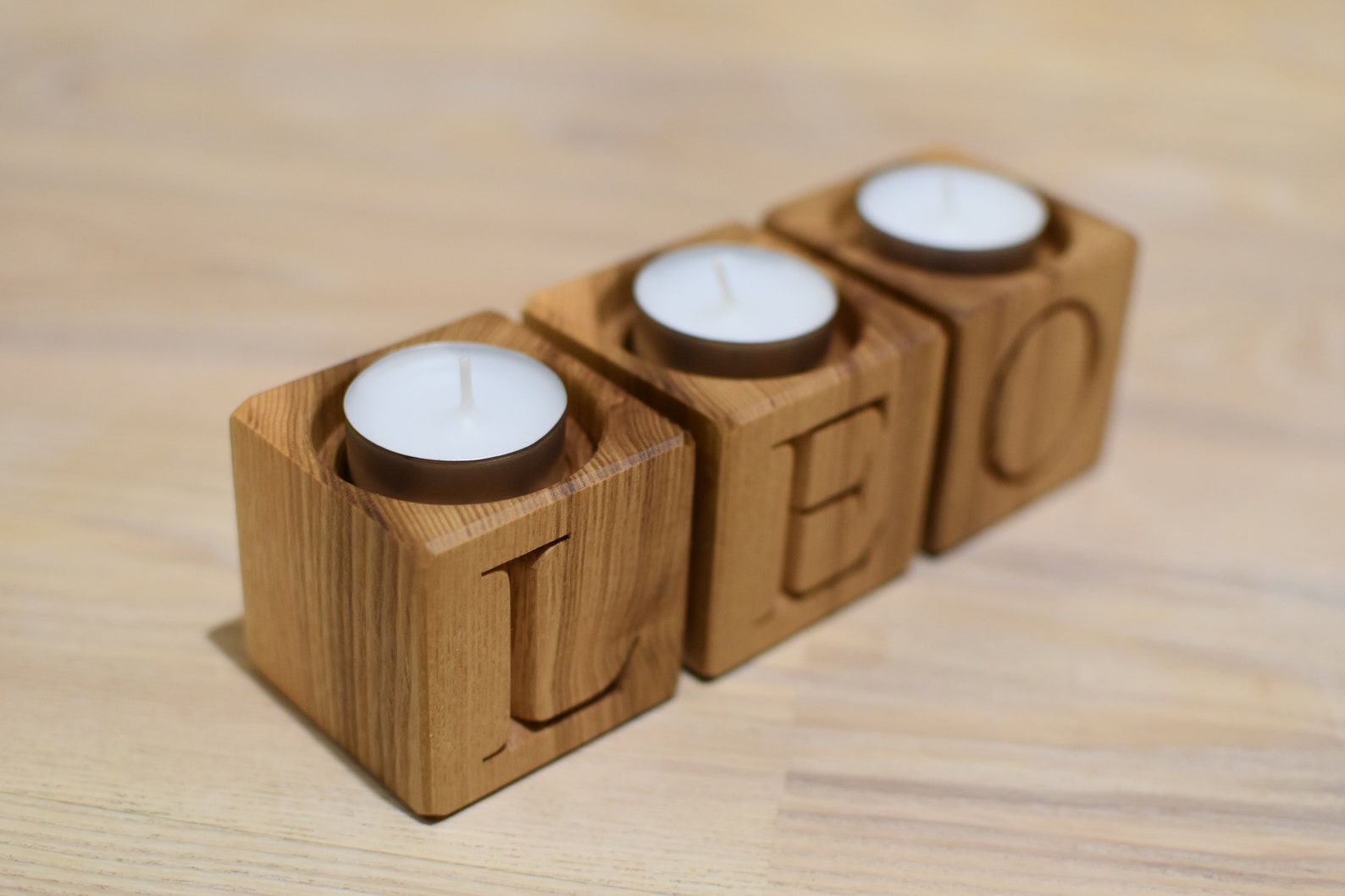 Personalized Wood Candle Holder Block Home Decor Tealight - Etsy