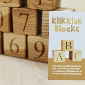 1.6'' Wood Number Blocks, 10 Natural Handmade Wooden Building Blocks ...