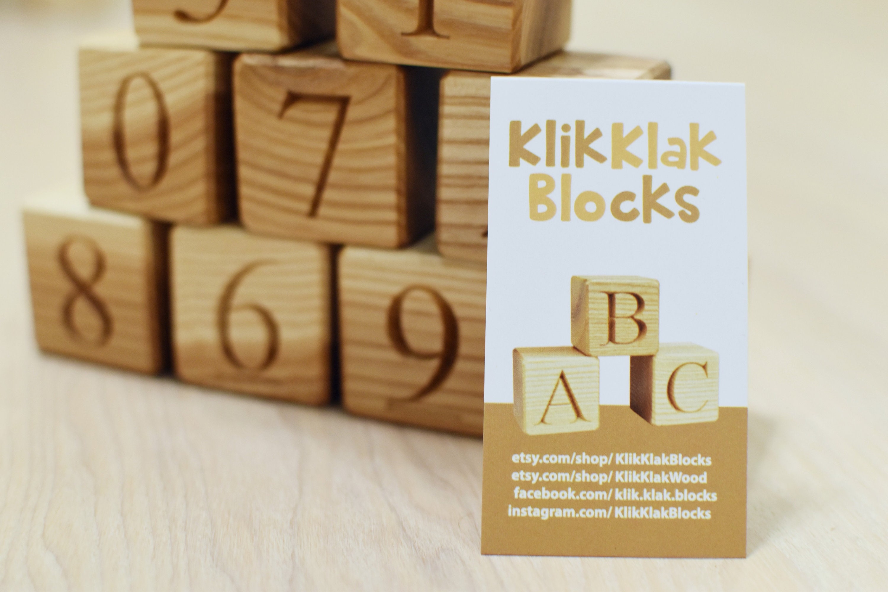 1.6'' Wood Number Blocks, 10 Natural Handmade Wooden Building Blocks ...