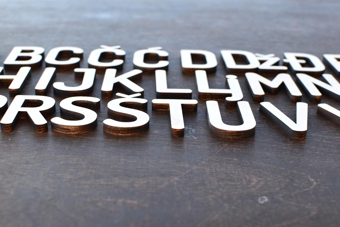 Wood Croatian Alphabet Letters Laser Cut ABC Croatian Uppercase Letters ...