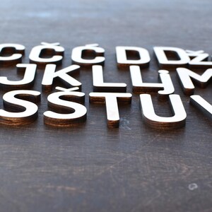 Wood Croatian Alphabet Letters Laser Cut ABC Croatian Uppercase Letters Educational Toy Home ...