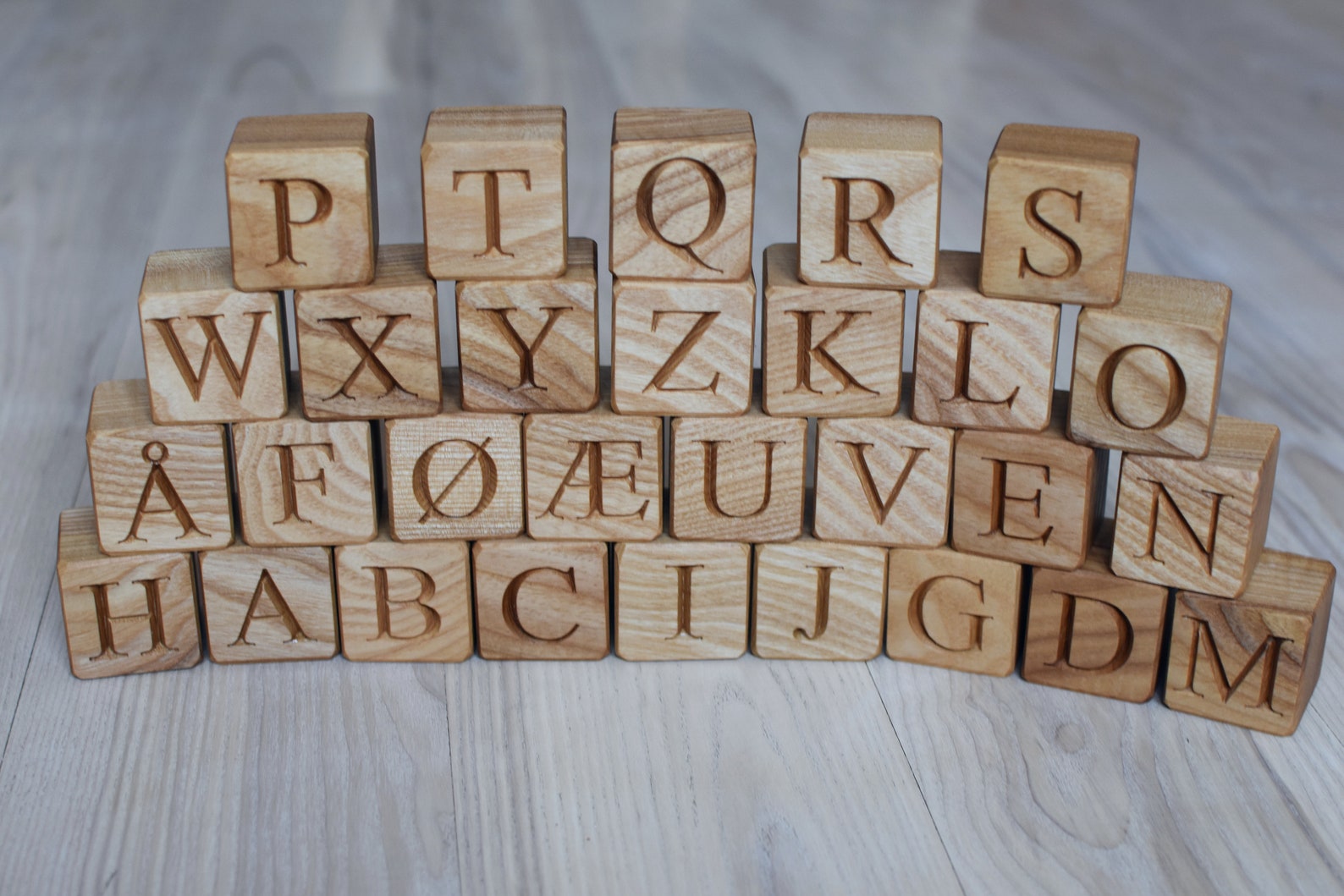 29 Danish and Norwegian Alphabet Wooden Blocks, Handmade ABC Letter ...