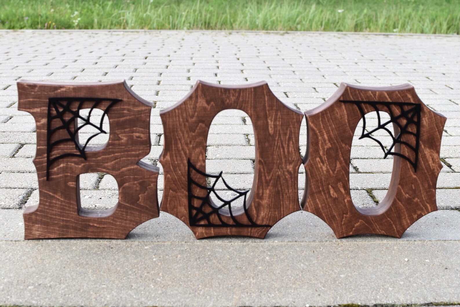 Halloween Decor Boo Wood Letters With Spider Web Decor Free Standing ...