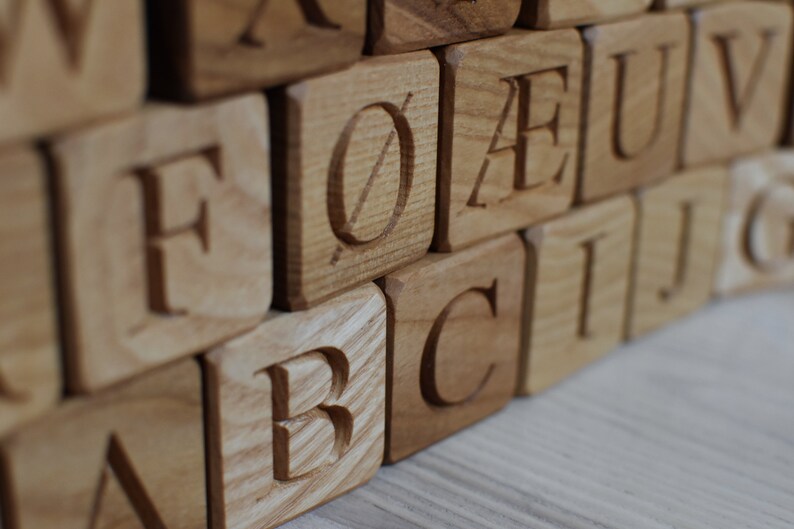 29 Danish and Norwegian Alphabet Wooden Blocks Handmade ABC - Etsy
