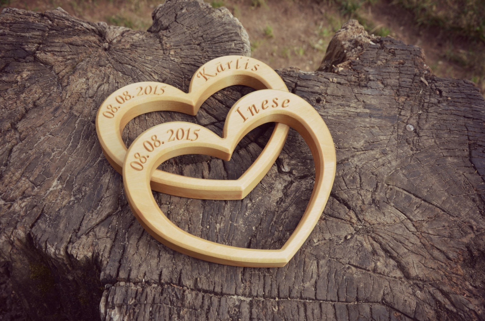 Personalized Engraved Wooden Heart Custom Wood Wedding Gift - Etsy